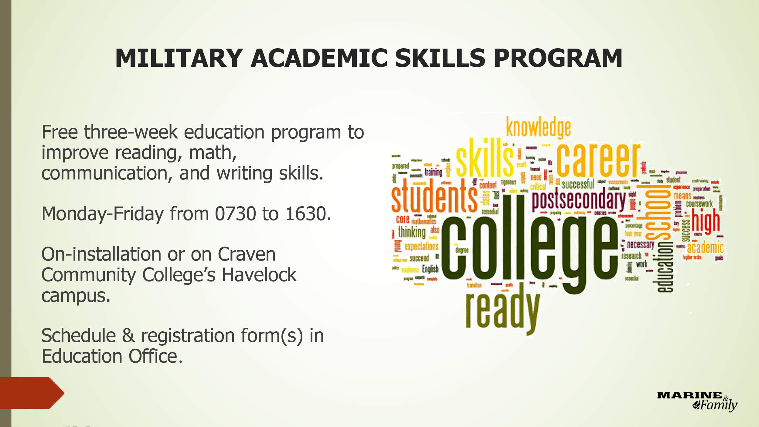 MCCS Military Academic Skills Program (MASP)