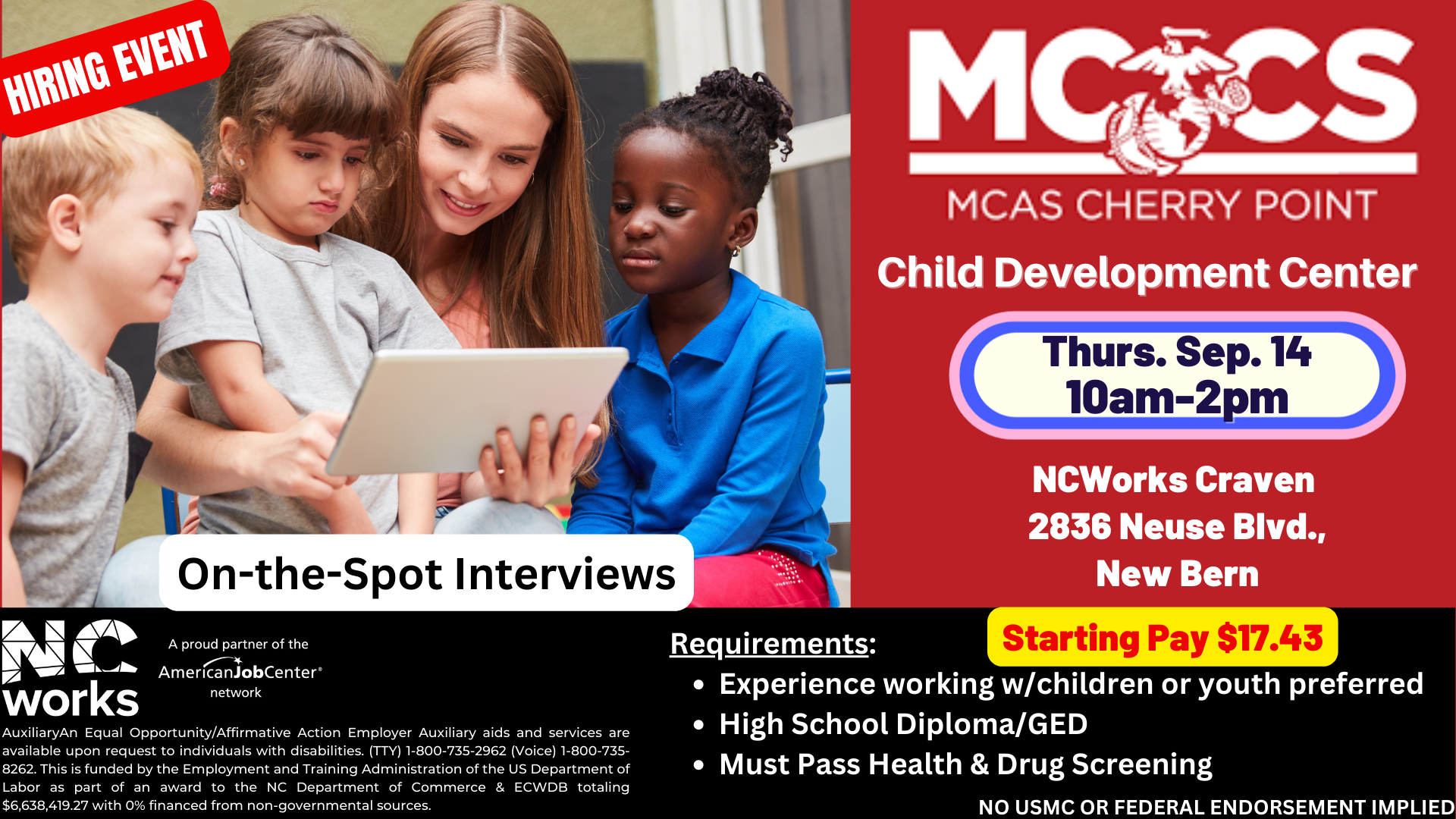 MCCS Child Development Center Hiring Event