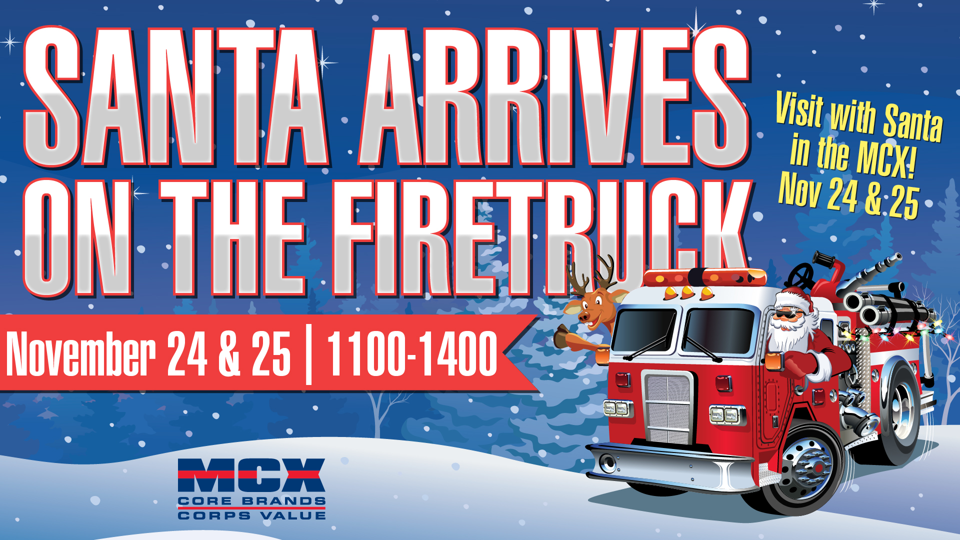 MCCS Santa Arrives on the Fire Truck